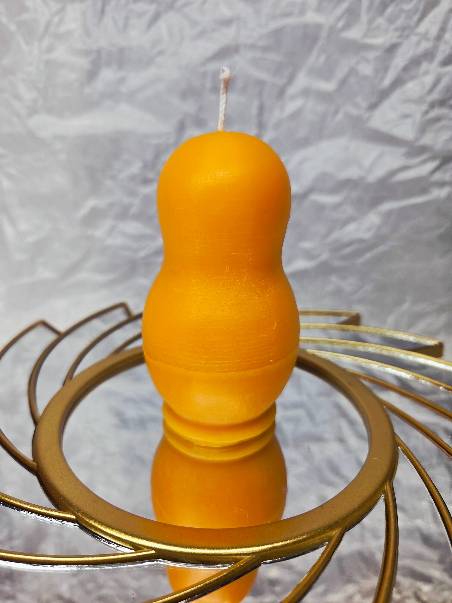 Свеча "Матрёшка оранж", пчелиный воск, ручная работа