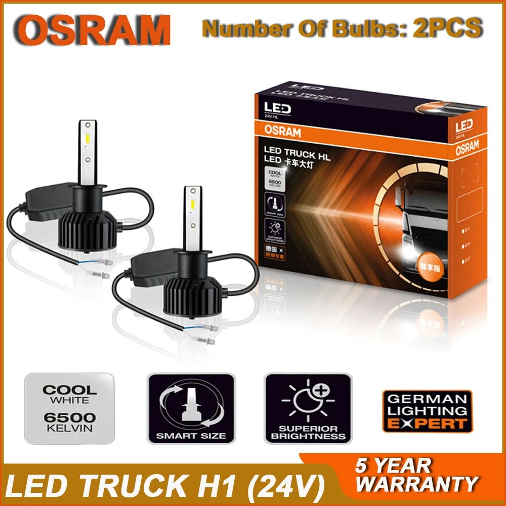 OSRAM LED H1 H4 H7 TRUCK HL Pro Фара 24 В 90 Вт 6500 К Супер яркие белые автомобильные светодиодные лампы для грузовиков оригинальные Модернизированные лампочки (пара)