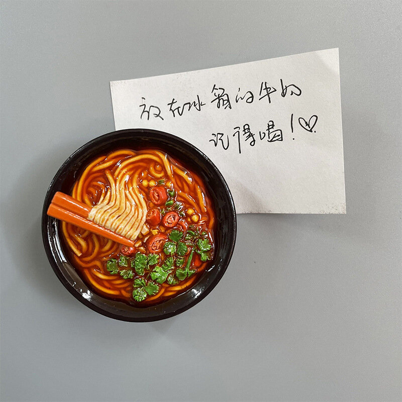 Магниты на холодильник с 3D моделью лапши, симуляция еды, декор для холодильника, игрушки из смолы, магниты с сообщениями