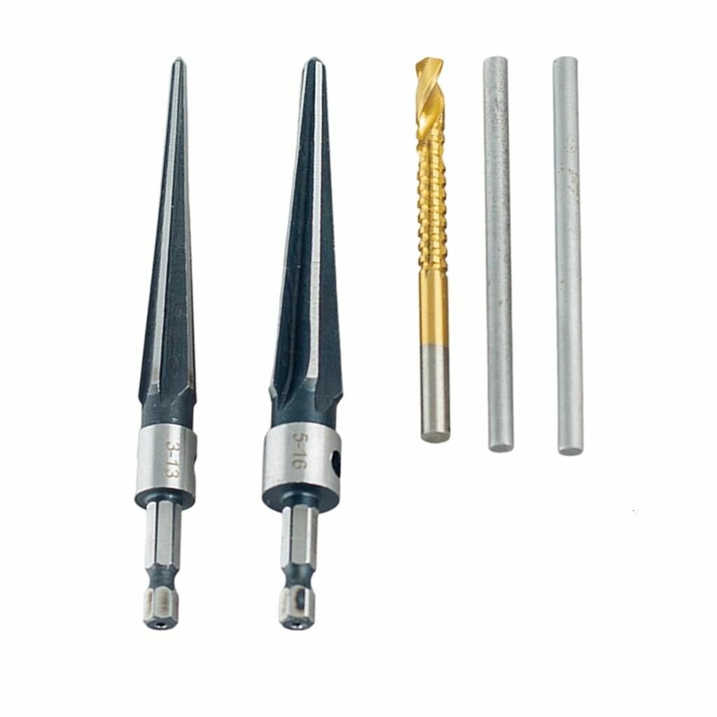 Точная коническая развертка с Т-образной ручкой из углеродистой стали для обработки дерева, 3-13мм и 5-16мм, 5ШТ