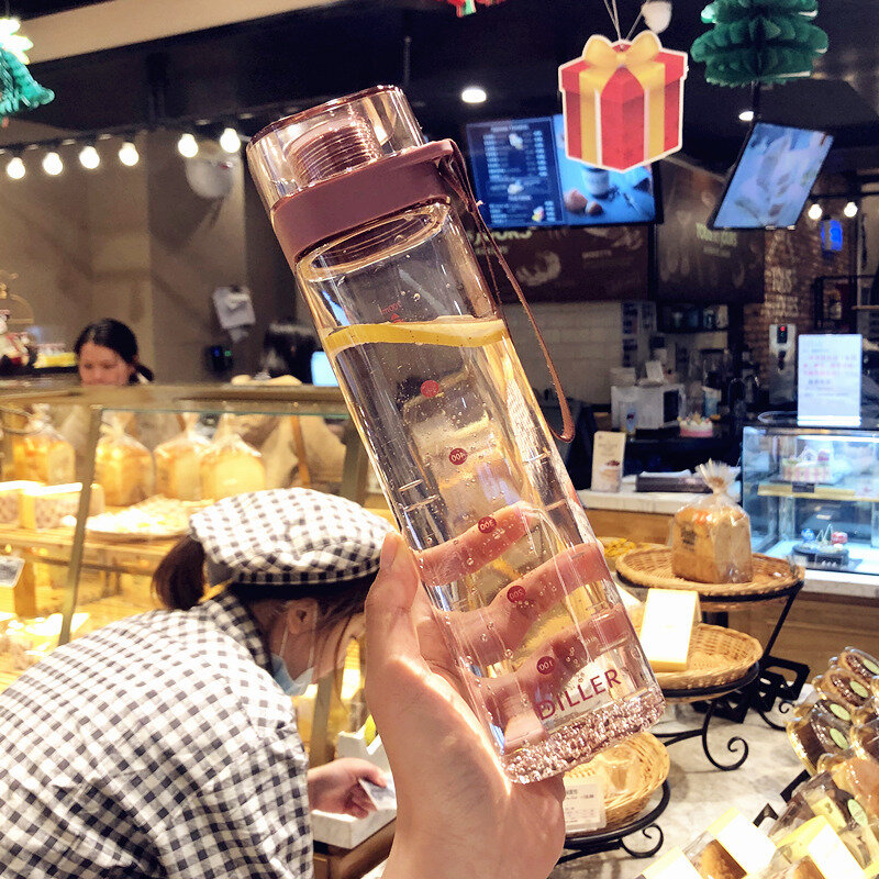 Новая простая матовая квадратная пластиковая кружка, портативная унисекс кружка для студентов, креативная модная спортивная фитнес-кружка для воды