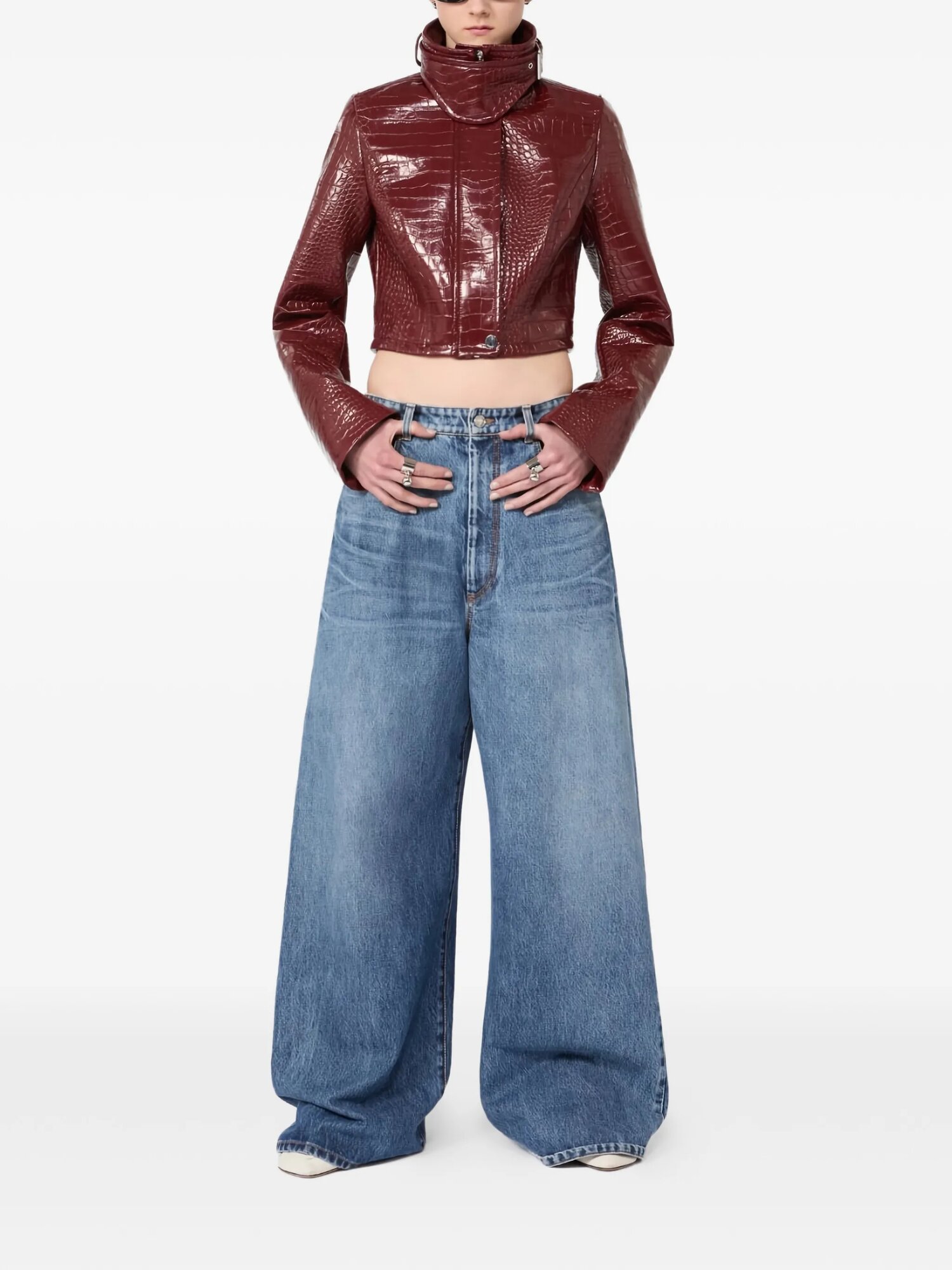 Куртка SPORTMAX Alligator-print collar jacket, размер 40, Rouge Red — фото 1