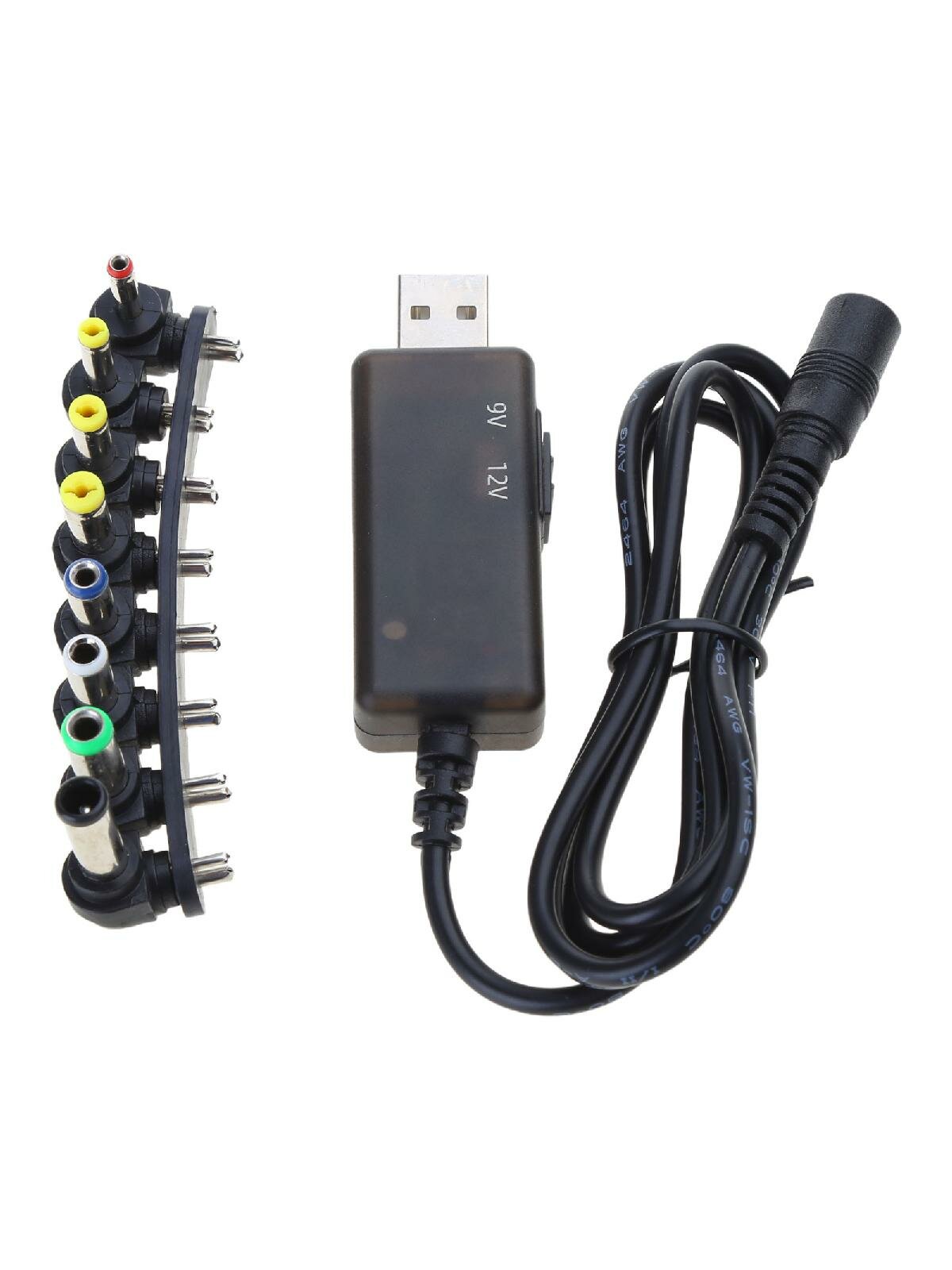 Кабель преобразователя USB5V в DC9V 12V Кабель для зарядки USB в DC9V 12V с 8 адаптерами