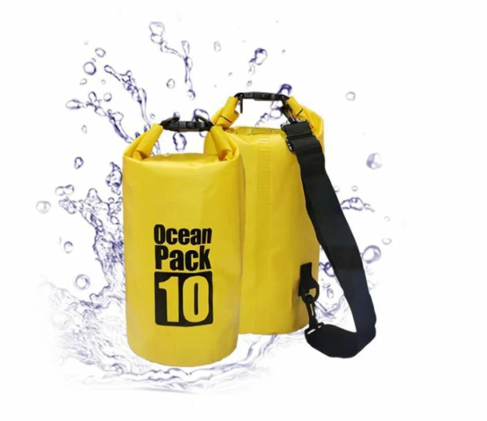 Гермочехол MyPads, на 10 л, желтый, водонепроницаемый, ПВХ покрытие, для охоты, рыбалки и плавания