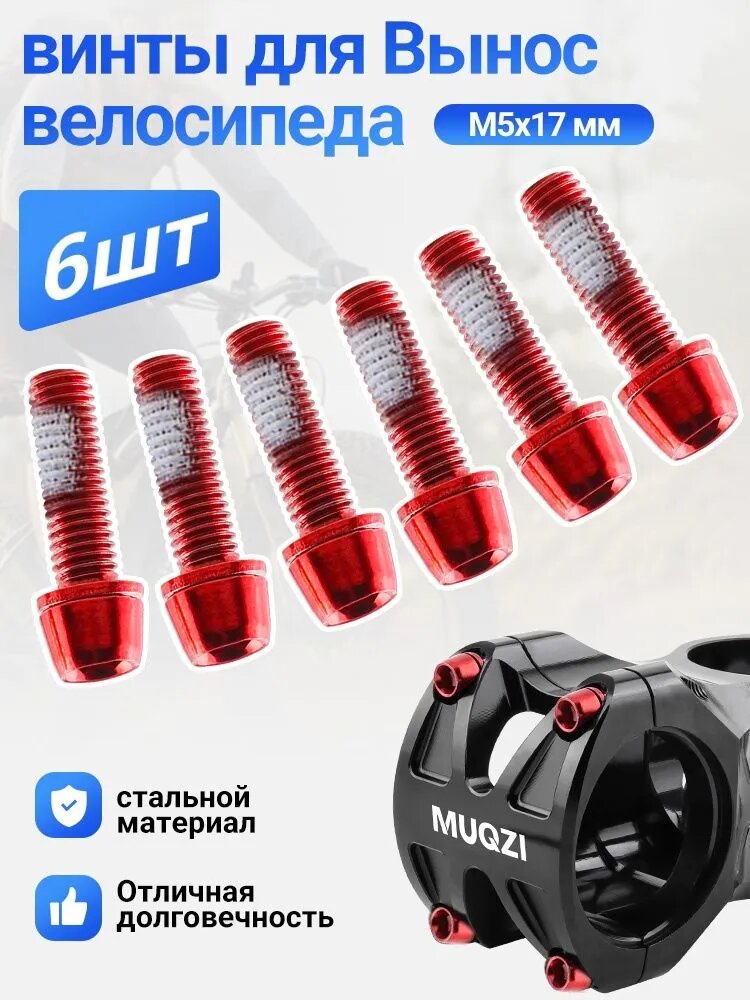 MUQZI 6 шт велосипедные болты для выноса руля M5x17 мм винты для крепления руля велосипеда