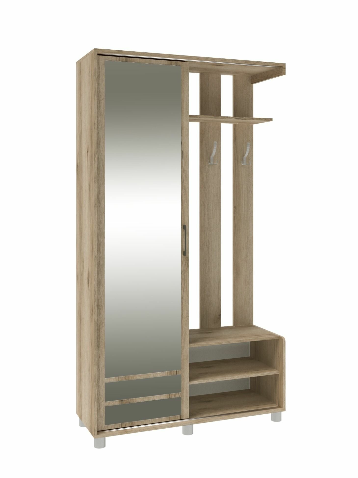 Прихожая тэкс Ларго-2, цвет дуб делано, ЛДСП, современный стиль, с вешалками, 1150х2100х420