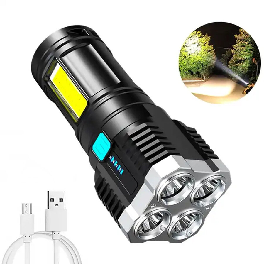 S03 4 LED Фонарик с USB-зарядкой, COB боковой свет для походов, портативный фонарь для кемпинга