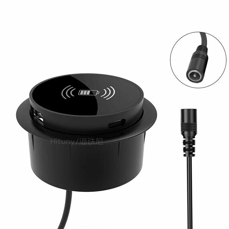 Зарядное устройство беспроводное встраиваемое, 20W PD + 18W QC, Type-C + USB-A + беспроводная зарядка