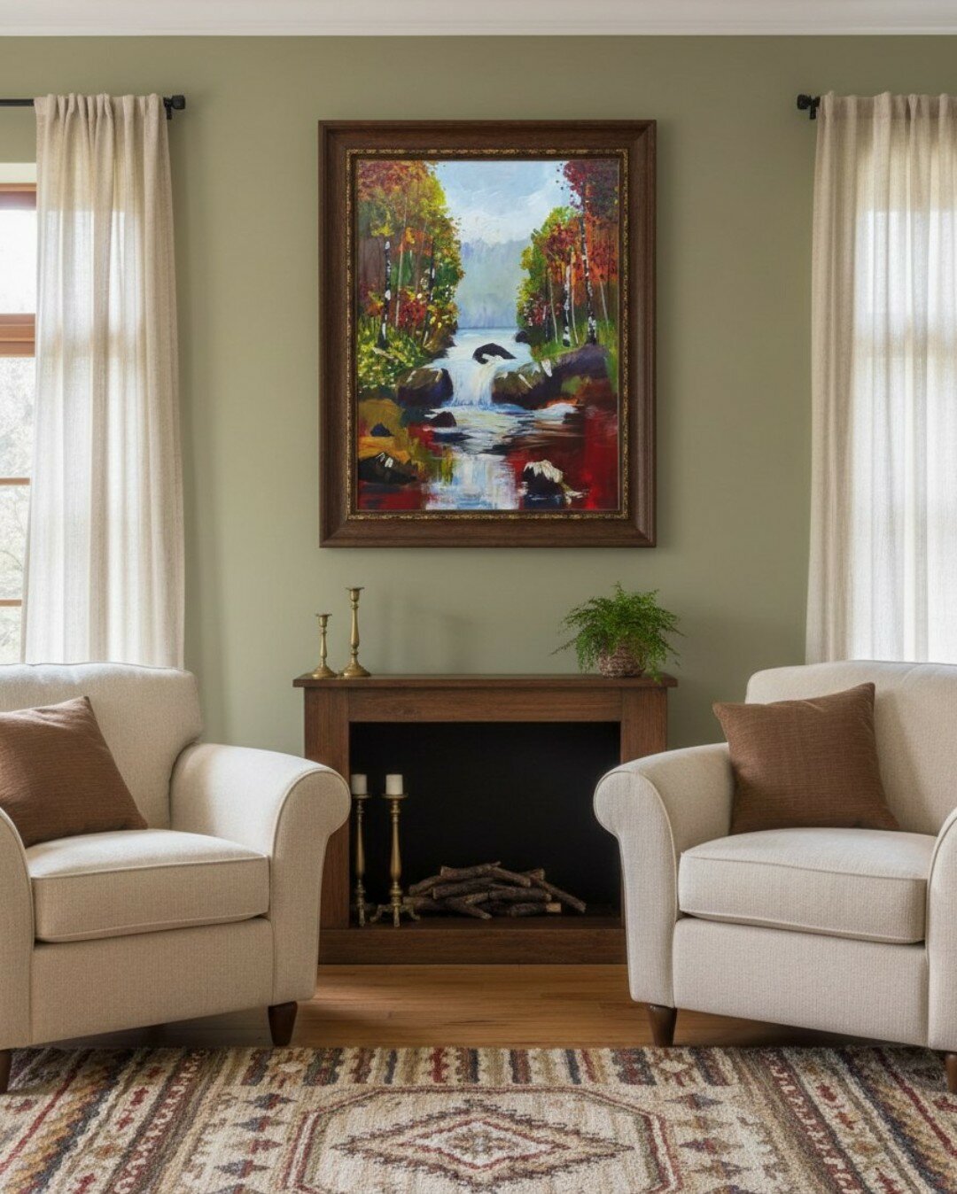 Картина Интерьерная "Лесной Водопад" Авторская работа Размер: 40*50 Материалы: холст на картоне, акрил, смола , без рамы Художник Иоланта Гуляева