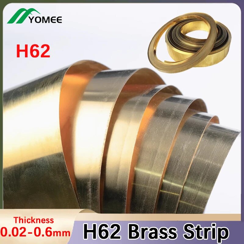 Толщина 0,02-0,6 мм H62 Латунный металл Тонкий лист фольги Лист латунной пластины Латунная полоса Ширина 5-300 мм