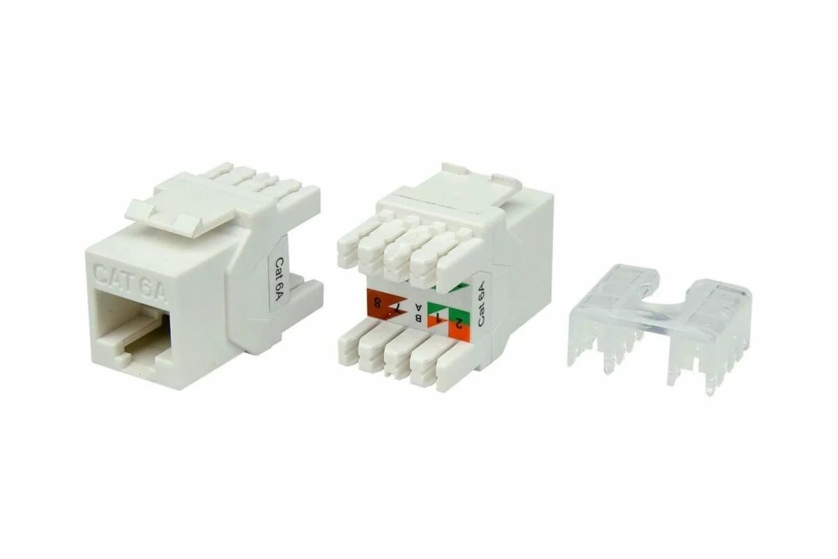 Вставка Keystone Jack RJ-45(8P8C), категория 5e, тип 180 градусов, бел Hyperline
