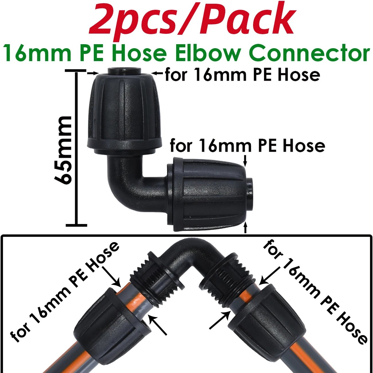 KESLA Тройник для шланга 16 мм Оранжевый, Elbow-16mm-2pcs