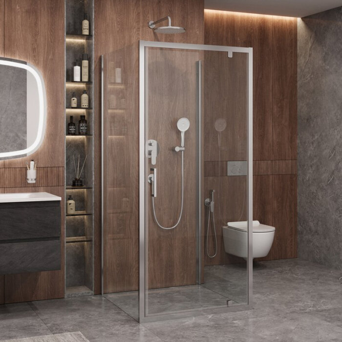 Душевой уголок Cezares Molveno BA2 90+80 C Cr IV 90х80 см, профиль хром, стекло прозрачное