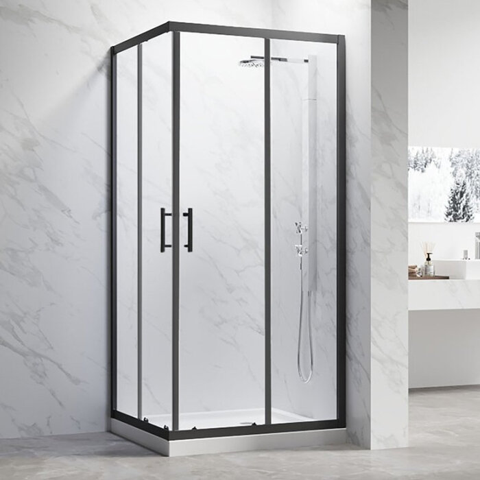 Душевой уголок Veconi Rovigo RV-27B 100х90 см, профиль матовый черный, стекло прозрачное