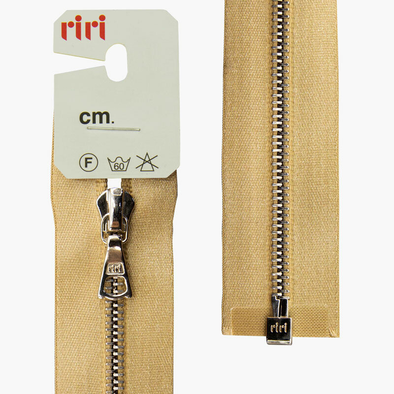 Молния металл Ni разъёмная 1 замок на атласной тесьме 4 мм 60 см цвет 2213 золотисто-бежевый