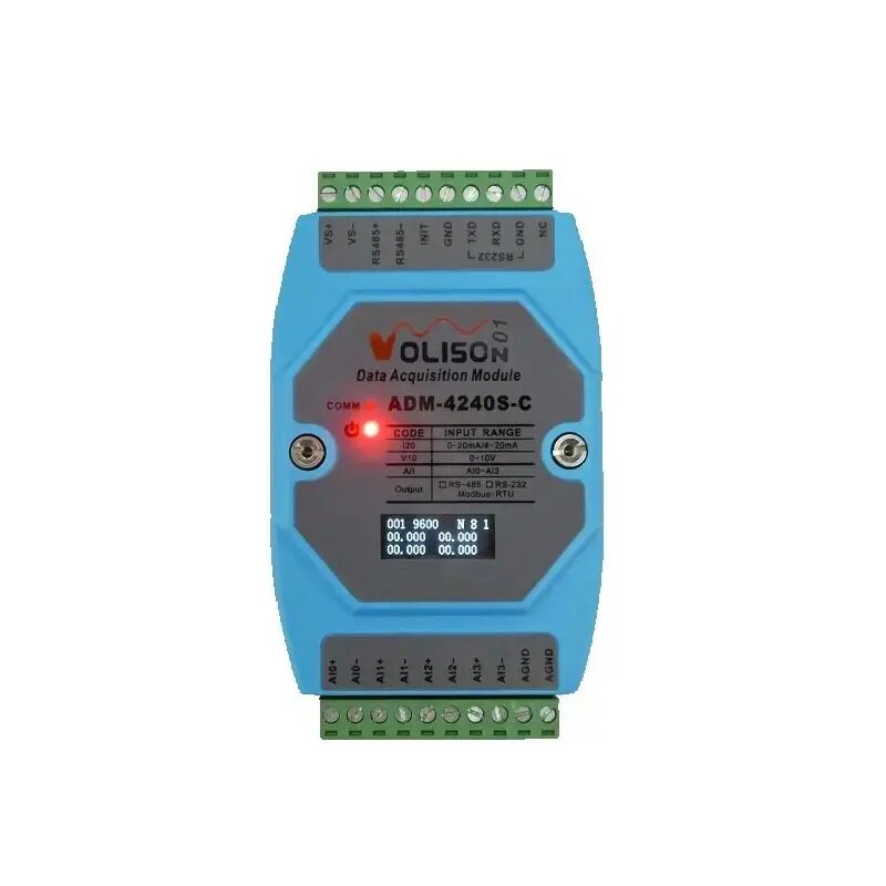 Модуль сбора аналогового ввода 4-20 mA/0-20 mA/0-10 В RS485 MODBUS-RTU 2