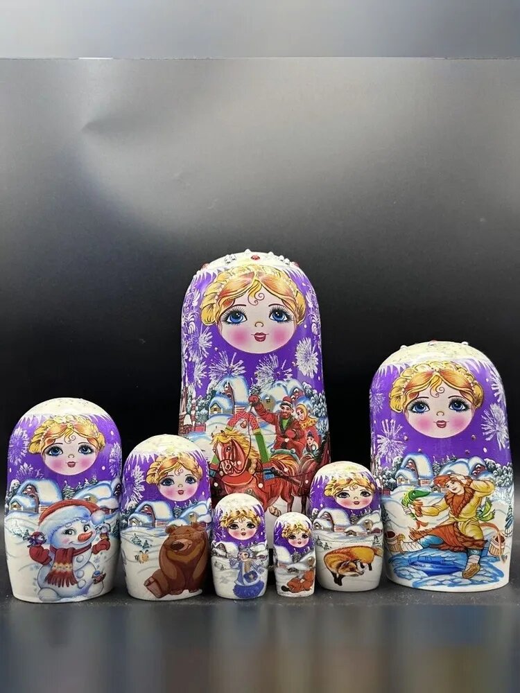 Матрешка Русская роспись 20 см, 7 мест, ручная работа, сувенир для детей и взрослых