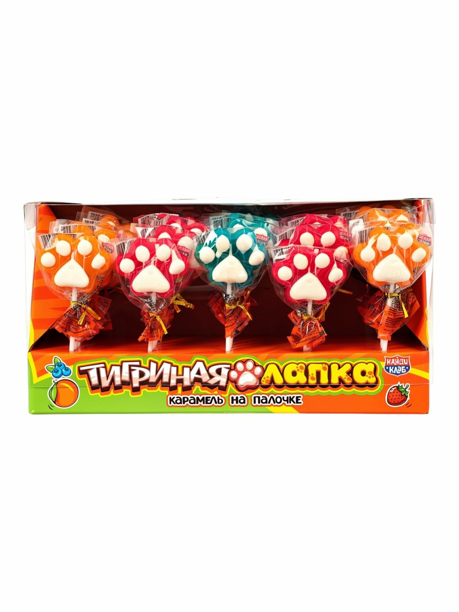 Набор карамель 7 шт. по 15 г "Тигриная лапка", на палочке, ассорти