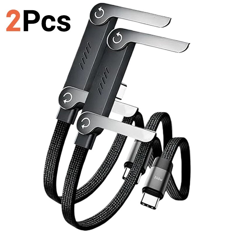 2 шт. Кабель 2-в-1 USB-C Type-C, 240 Вт, складная подставка