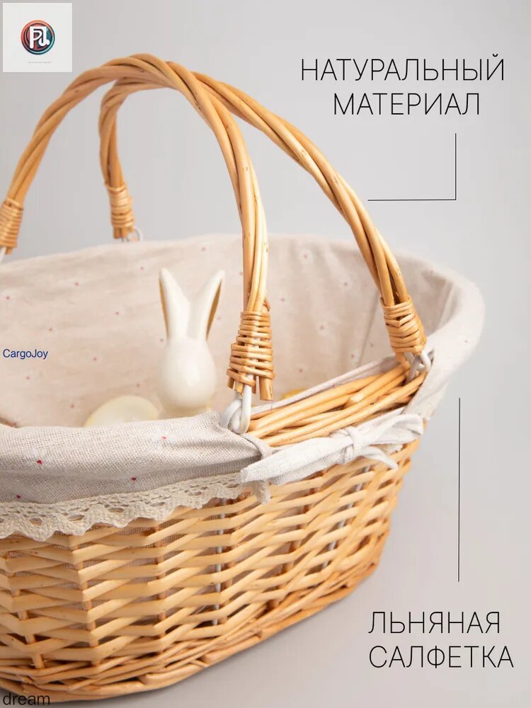Корзина для хранения длина 36 см, ширина 28 см, высота 19 см.