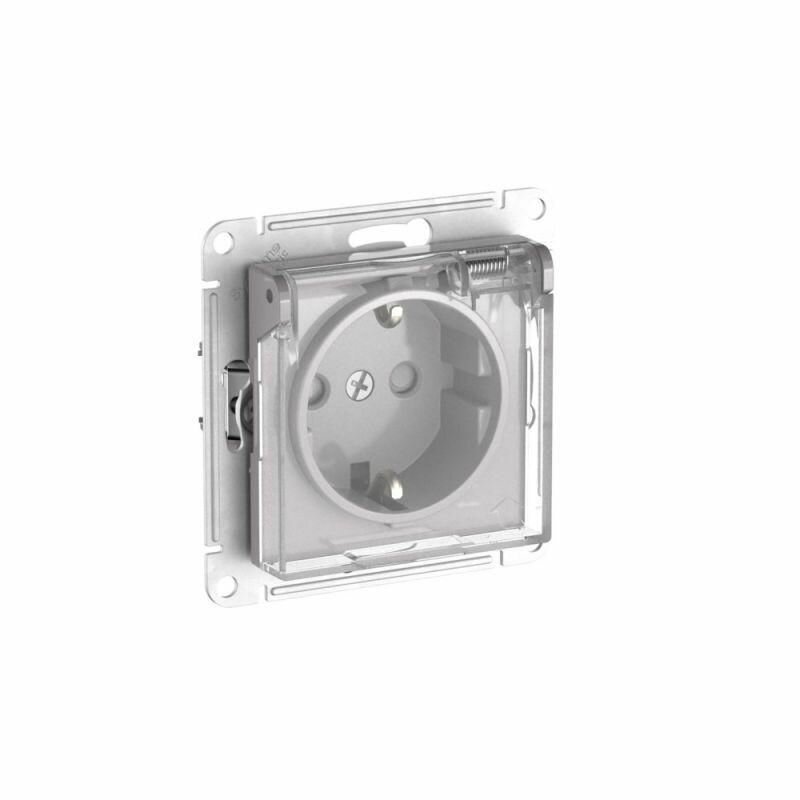Розетка AtlasDesign Aqua 16А IP44 с заземл. защ. шторки с прозр. крышкой быстрозажим. клем. механизм алюм. SE ATN440346S