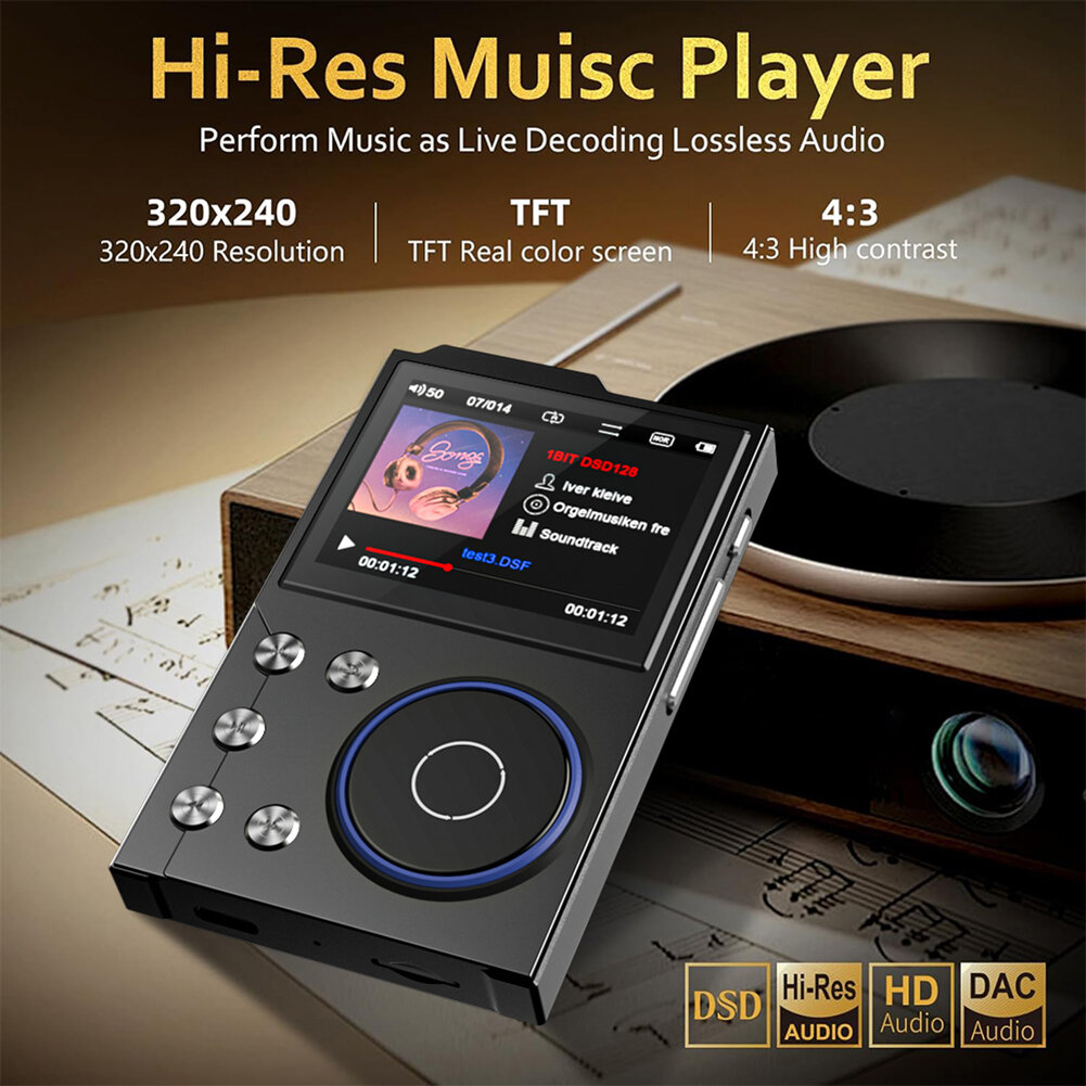 Hi-Fi-плеер с поддержкой DSD256, 2,4-дюймовым дисплеем и Bluetooth 5.3