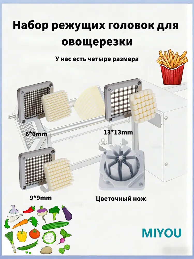 Лезвия для Картофелерезка для нарезки картофеля фри, 6x6 мм, 1 комплект
