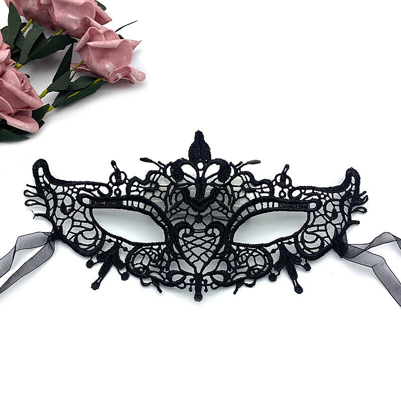 Black widow lace mask for halloween cosplay and themed party accessories, black