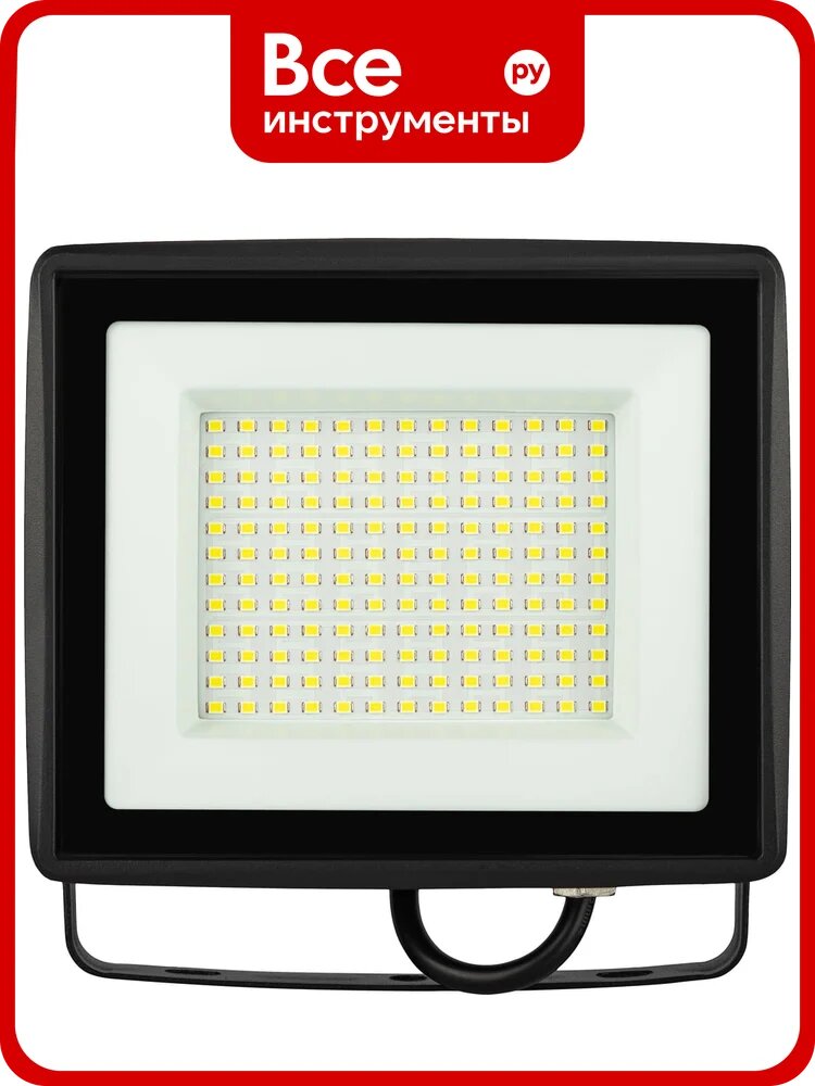 Прожектор светодиодный уличный ЭРА RED LINE LPR-024-100 100Вт 6500К 8000Лм IP65 Б0059616, прочного алюминия, черный