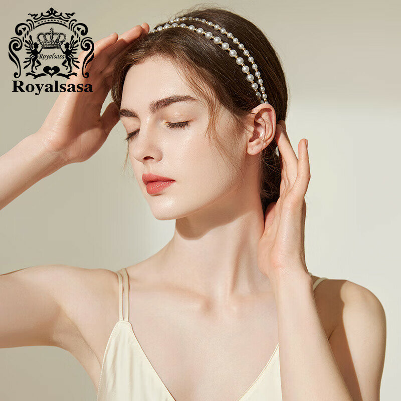 Royal Sasa Красивая ленточка с искусственными жемчужинами в корейском стиле для элегантных прогулок Стиль：Белый