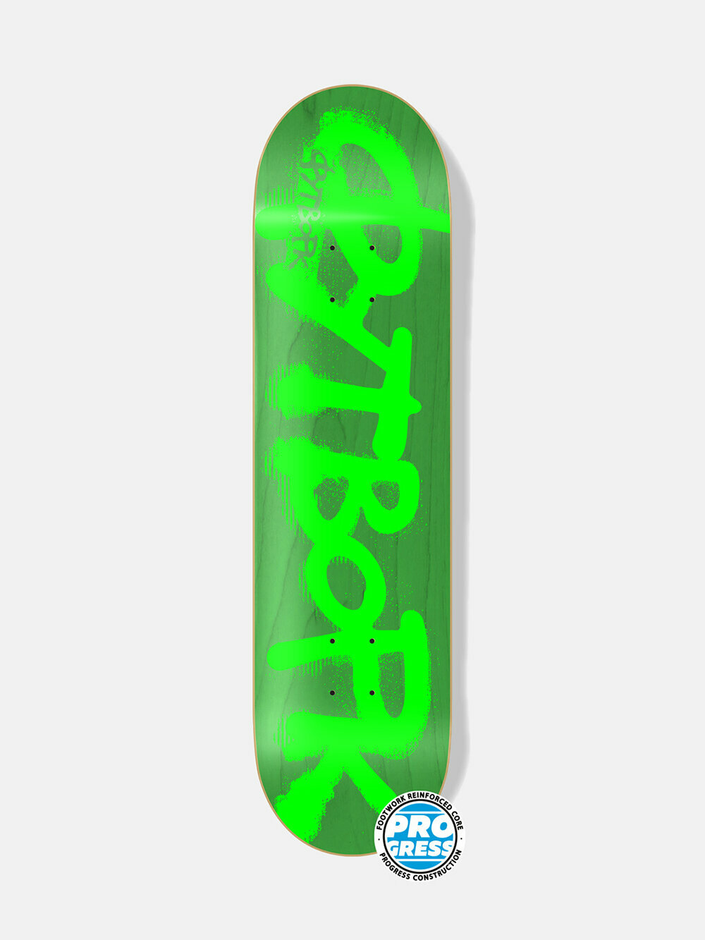 Дека для скейтборда Футворк progress лого неон зеленый, размер 8.125x31.625