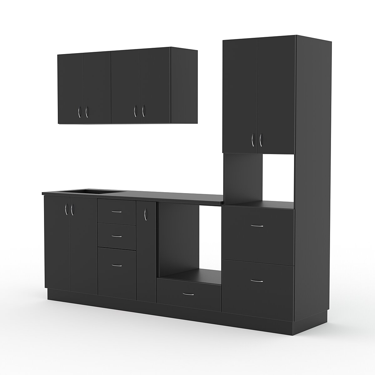 Кухонный гарнитур со столешницей 25мм №3А, Черный. Производитель товара - компания Westcom.