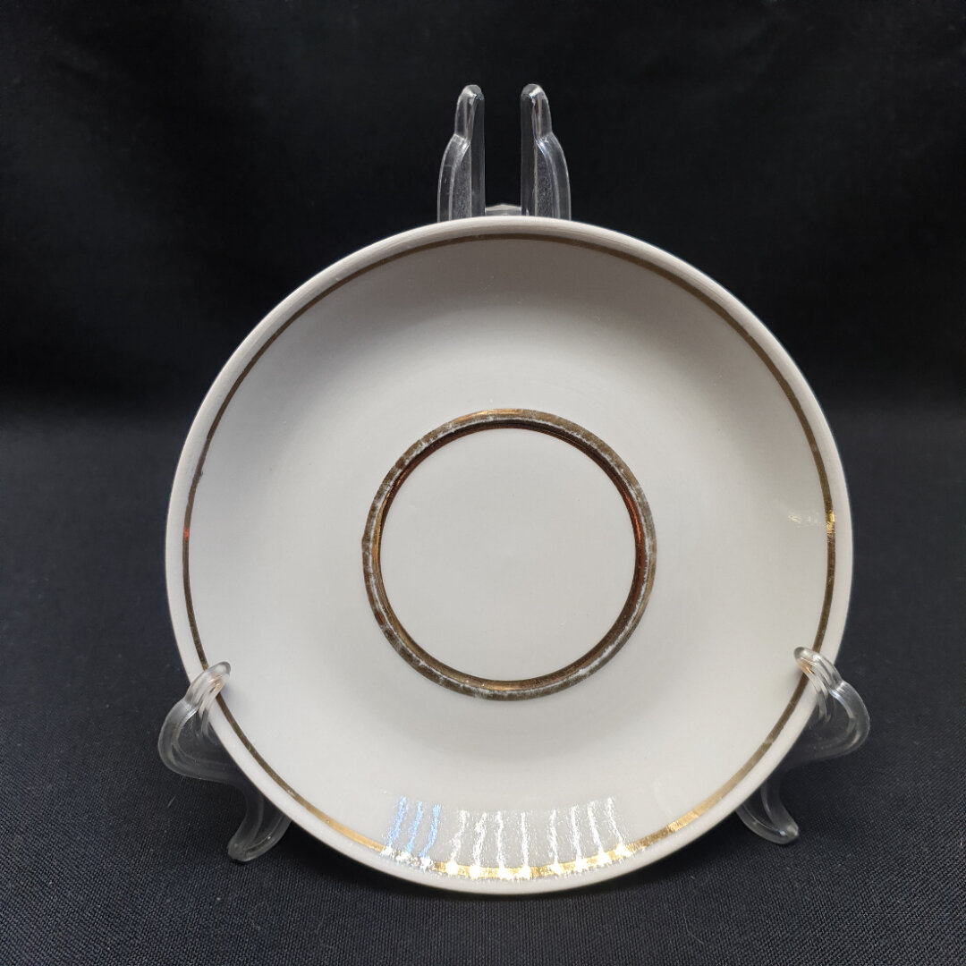 Блюдце Пролетарий, фарфор позолота 135 мм, винтаж СССР