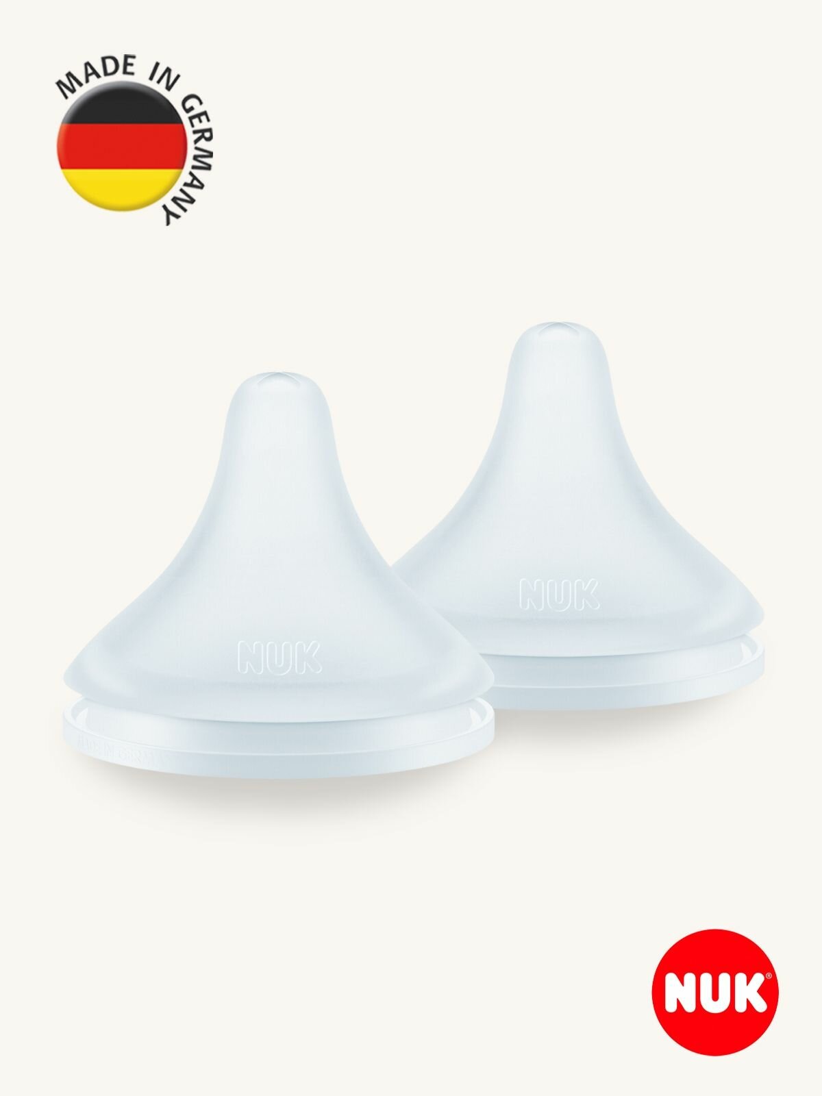 NUK PERFECT MATCH соска для бутылочки силиконовая с отверстием U (переменный поток для всех типов пищи) +6 мес, 2 шт