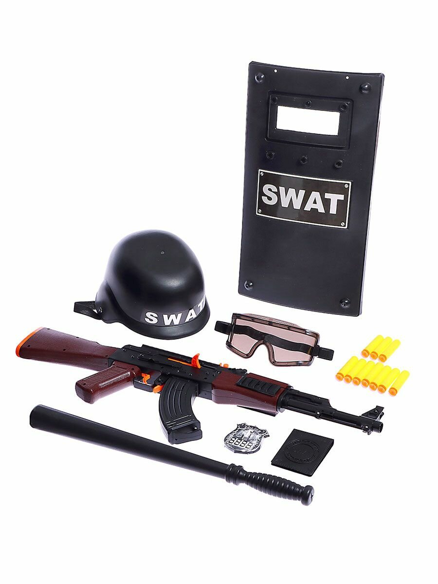 Игровой набор полицейского "Гвардия" для мальчика, детский сюжетно-ролевой набор спецназовца, автомат стреляет мягкими пулями, в комплекте 7 предметов