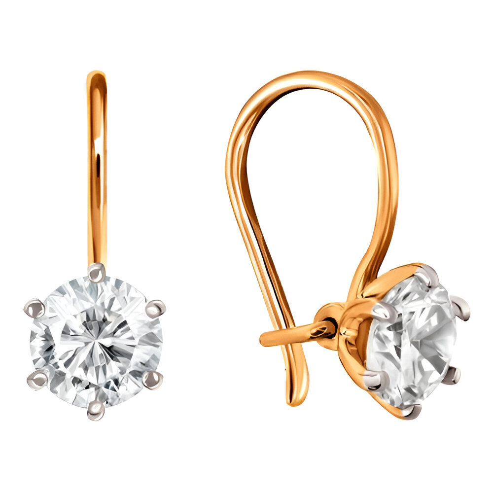 Серьги, красное золото, 585 проба, фианит