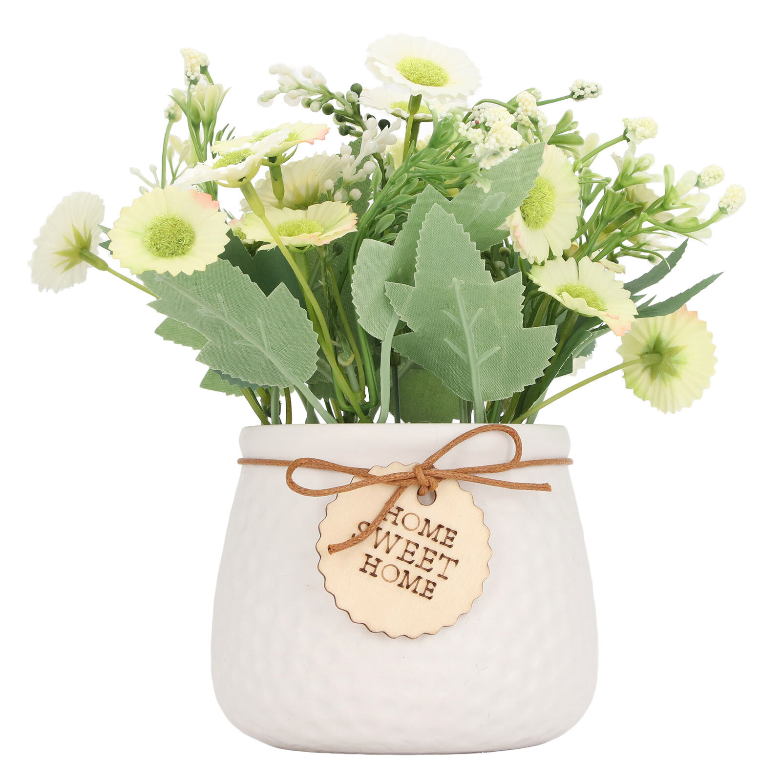 Маленькие искусственные горшки для растений, миниатюрные искусственные комнатные растения, украшение в виде ромашки для дома, интерьера и экстерьера 7146B 01 Желтый с белой вазой