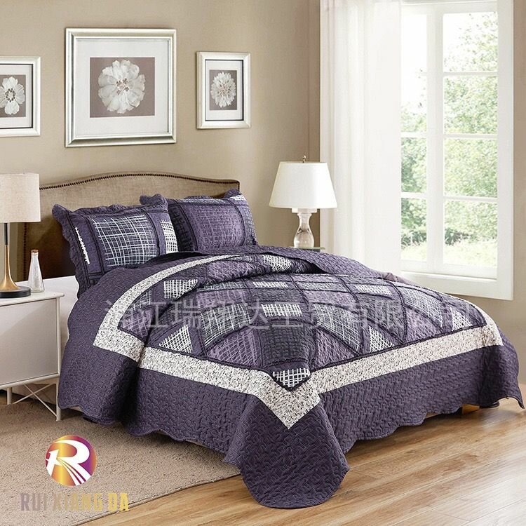 Покрывало "Джинсовый красивый цвет", хлопок, пэчворк, 220x240 см, стеганое