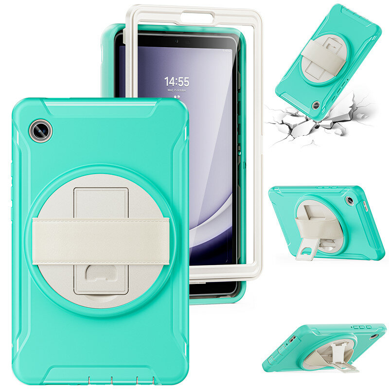 Чехол для Samsung Galaxy Tab A9 / Самсунг Галакси Таб А9 8.7", глянцевая поверхность, металл, пластик, защита камеры, ударопрочный, Samsung, Samsung Galaxy Tab A9, чехол-кардиомонитор, light green