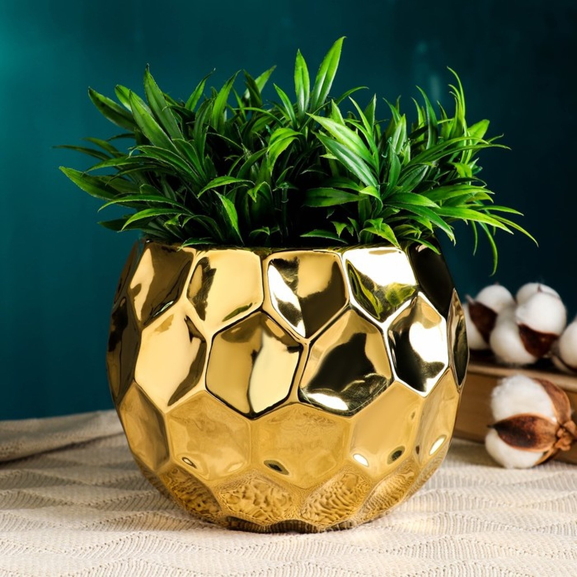 Кашпо Take It Easy "Солнечный шар", керамика, 19 см, золотистое