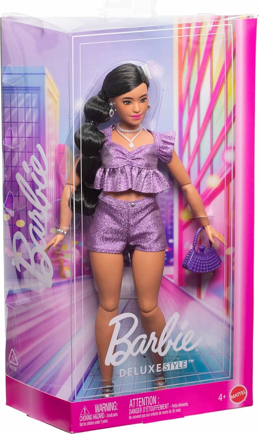 Кукла Mattel Barbie Deluxe Style JFP43 в фиолетовых шортах, фиолетовый