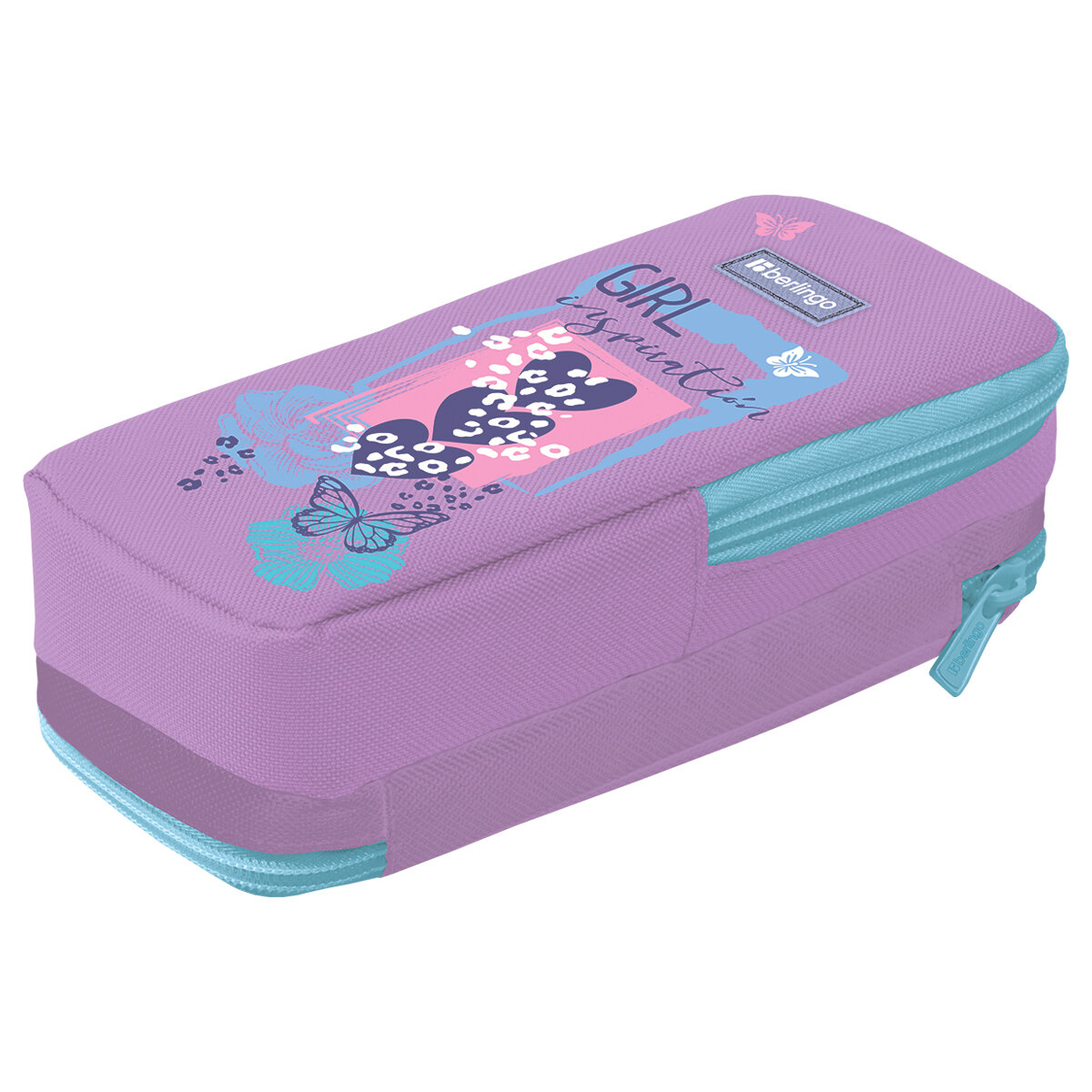 Пенал 2 отделения, 205*80*55 Berlingo "Girl inspiration", полиэстер, внутренний органайзер, магнит