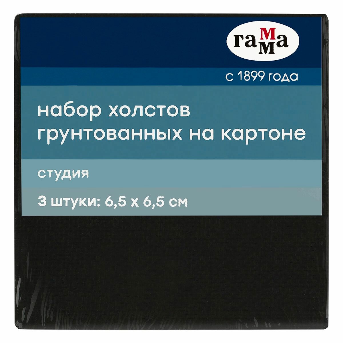 Набор холстов на картоне Гамма "Студия", 3шт, 6,5x6,5см, цвет черный, 100% хлопок, 280г/кв. м, мелкое (28026565), 15 уп.