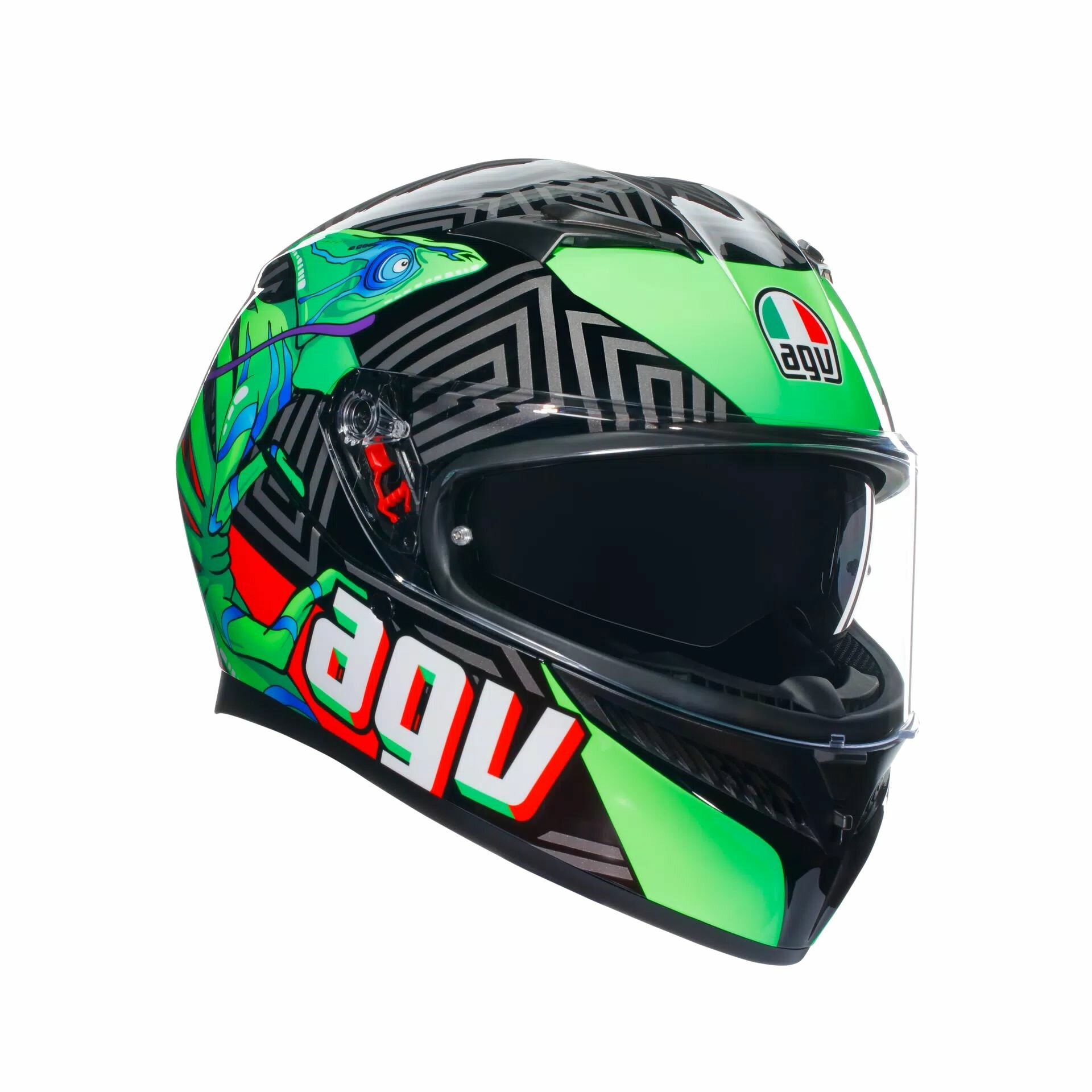 Мотошлем Интеграл AGV K3 E2206 MPLK Kamaleon Black/Red/Green, XL