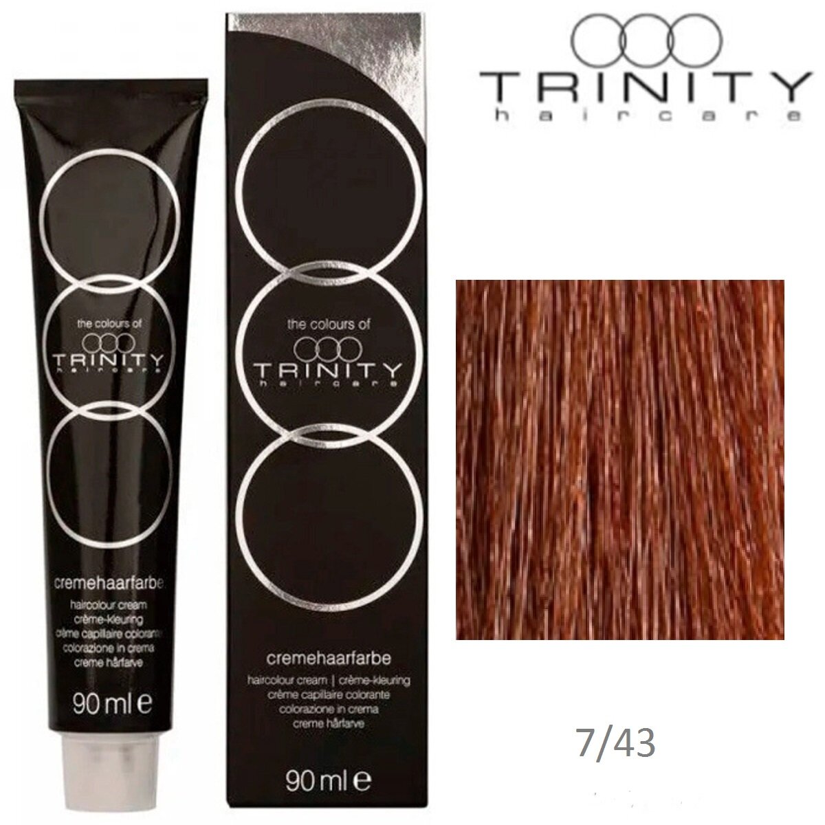 Trinity The Color of Trinity Стойкая крем краска 7/43 средний блондин золотисто медный 90 мл