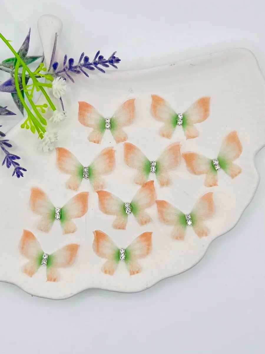 Бабочки шифоновые двухслойные (3*2см.) 10шт.