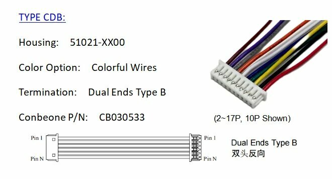 Кабель MOLEX PICO BLADE 4-контактный 10 шт 300MM, TYPE CDB