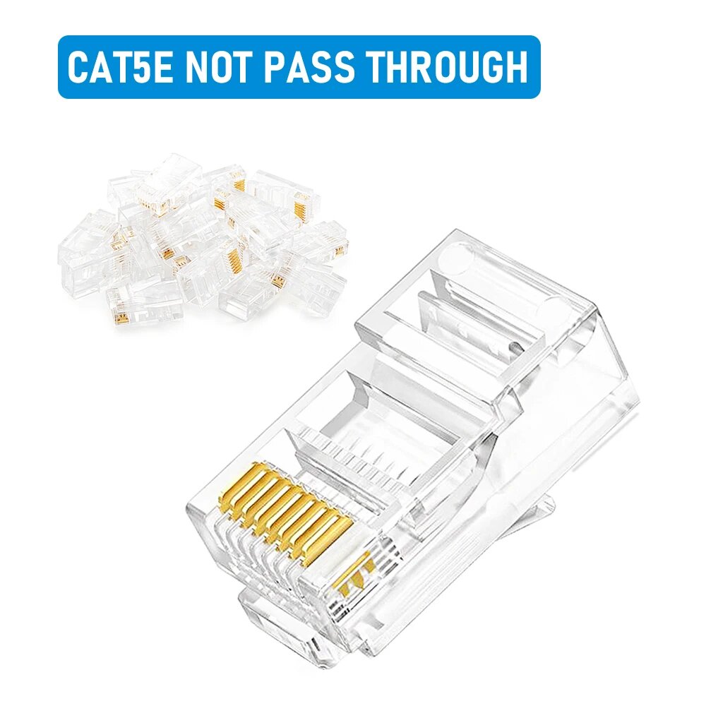 Проходные разъемы RJ45 Cat6/Cat5e 8P8C 30PCS, CAT5 NO pass hole