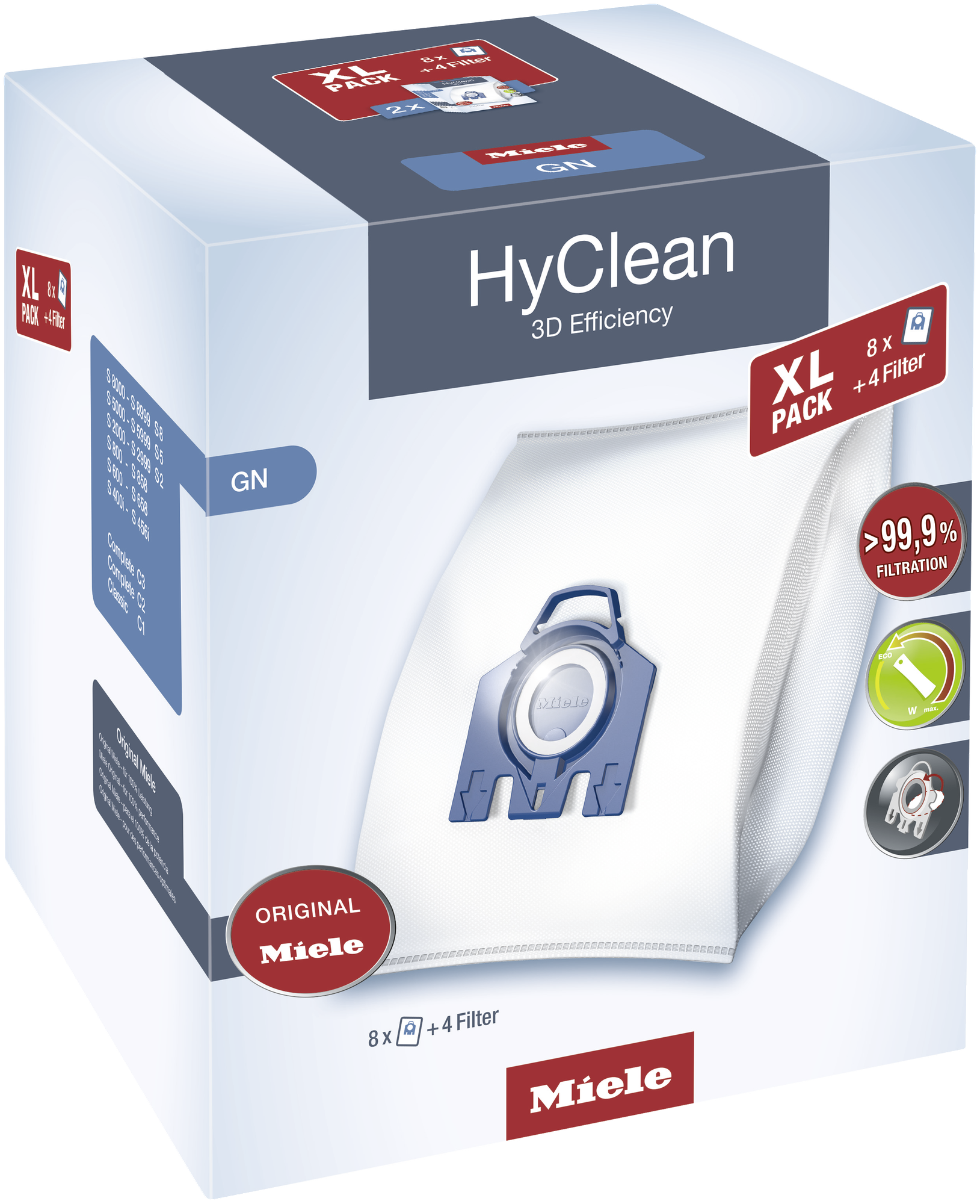 Мешки-пылесборники Miele XL GN HyClean 3D 8 шт.