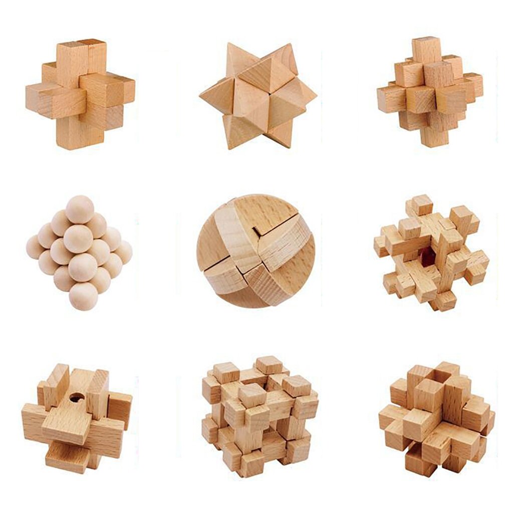 9 шт. Деревянные головоломки Логические игры Конструктор